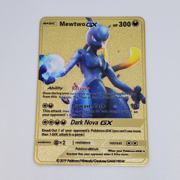 Pokemon | Other | Pokemon Mewtwo Gx Gold Metal Card | Poshmark